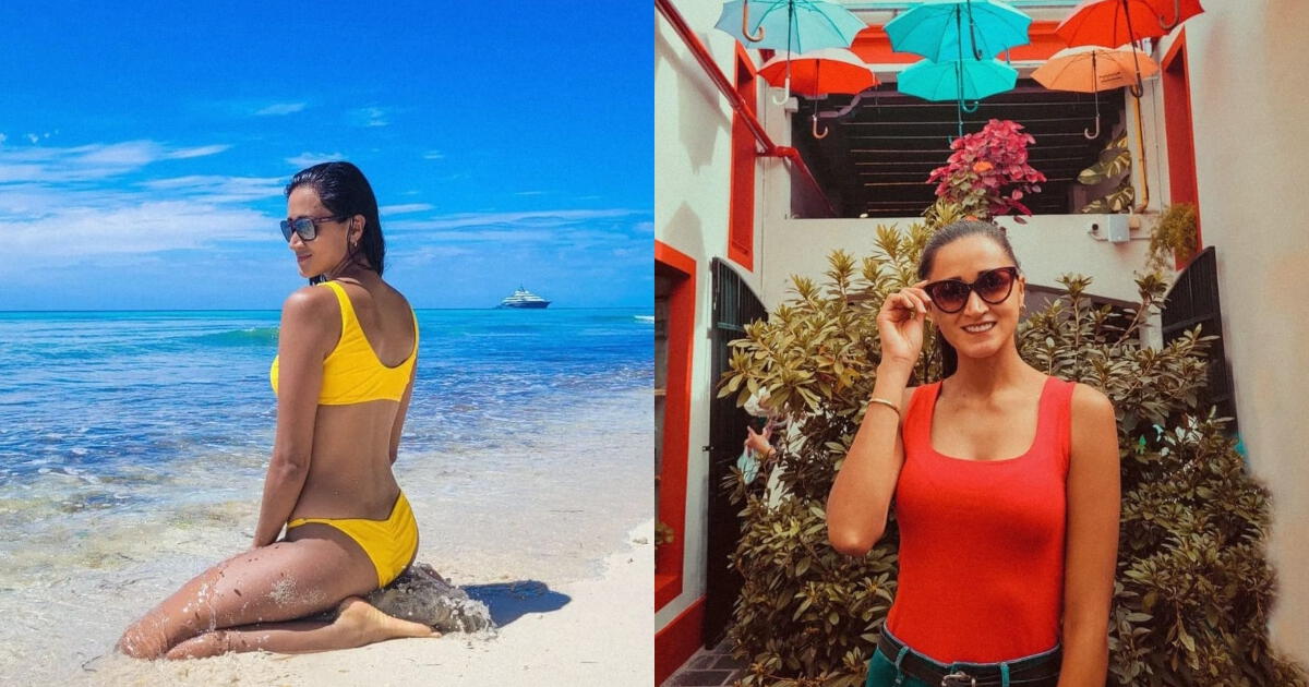 Vivian Baella posa junto a su pareja con un magnético bikini que expresa la moda mix and match
