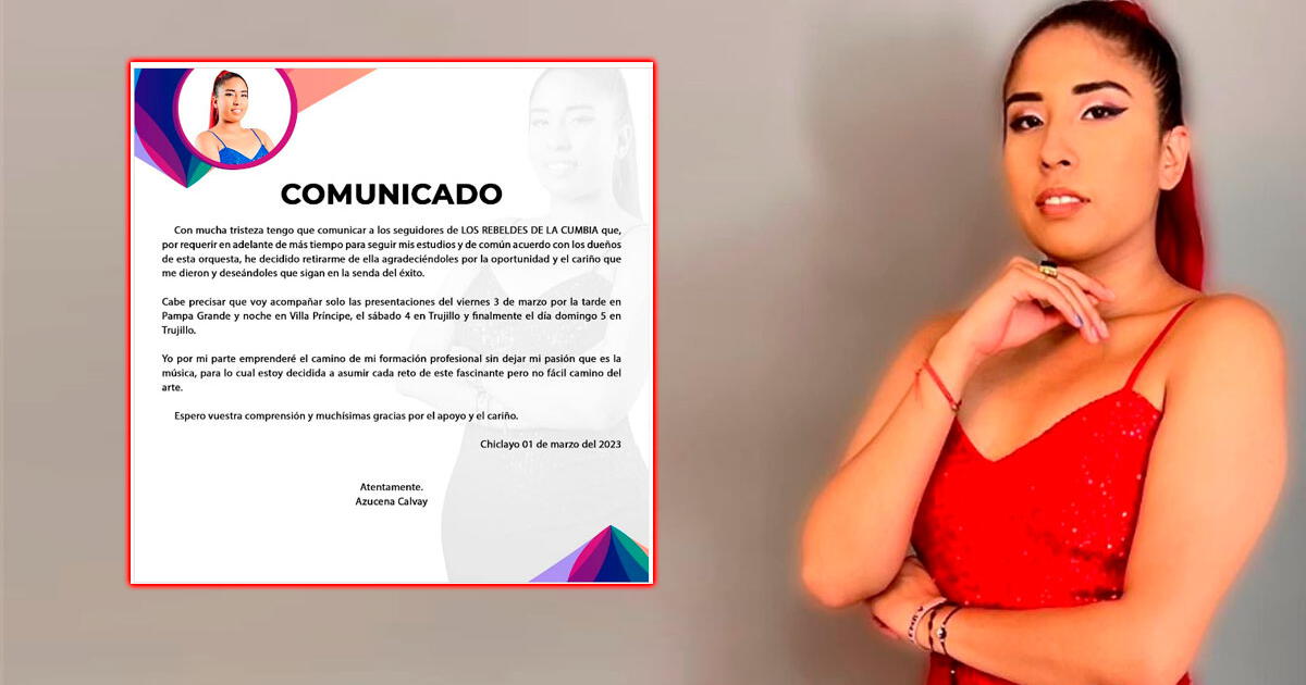 Azucena Calvay anuncia su retiro de Los Rebeldes de la cumbia: "Se vienen novedades"