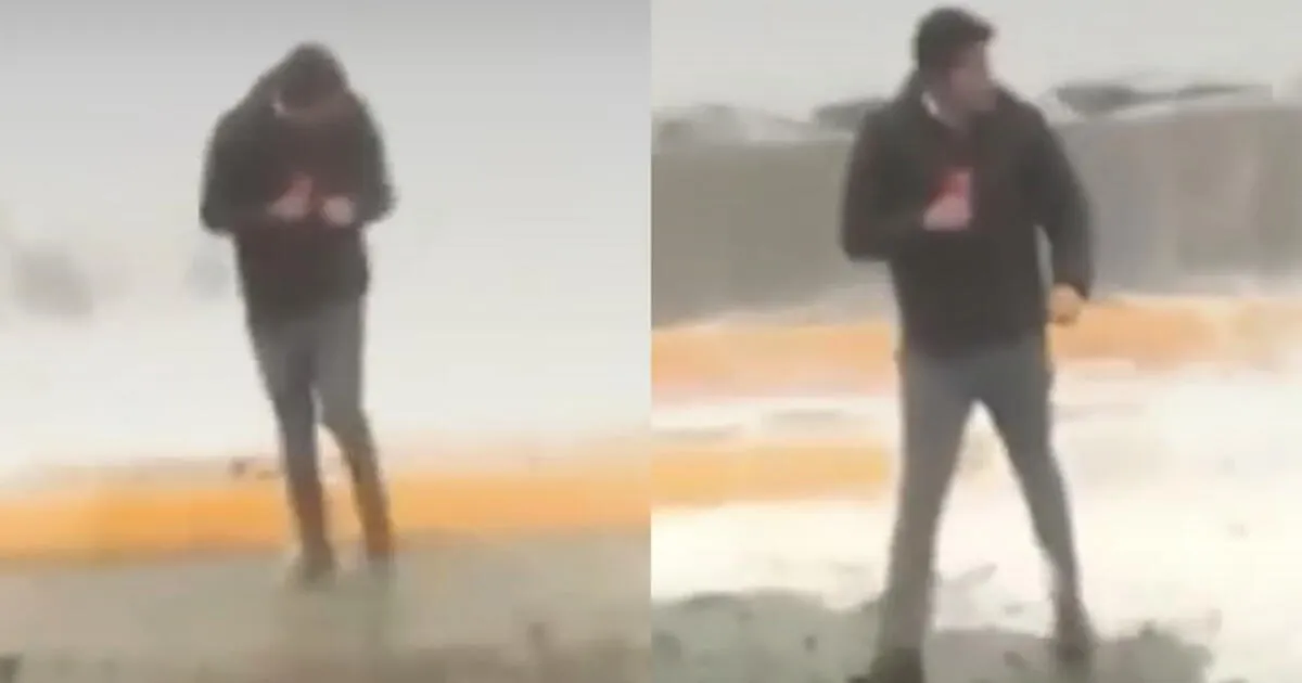 Reportero de América TV casi es bañado en vivo por fuerte ola en el ...