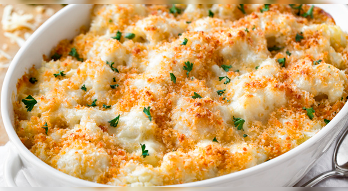 Disfruta de una suculenta coliflor gratinada con queso siguiendo esta ...